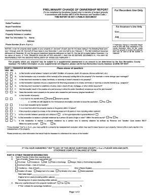 Fillable Online Print This Form PRELIMINARY CHANGE OF OWNERSHIP REPORT ...