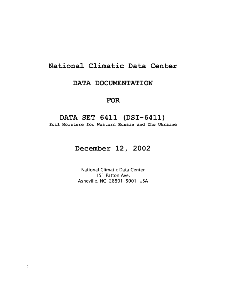 Fillable Online National Climatic Data Center DATA DOCUMENTATION FOR ...