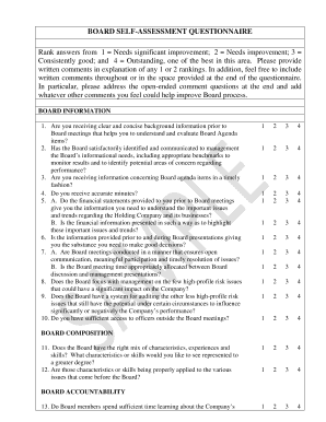 Fillable Online BOARD SELF-ASSESSMENT QUESTIONNAIRE Fax Email Print ...