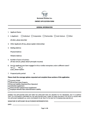 Fillable Online ENERGY APPLICATION FORM GENERAL INFORMATION Fax Email ...
