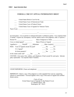 Fillable Online Form 7 Appeal Information Sheet - PrintingHouse Press ...