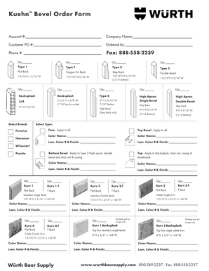 Fillable Online Kuehn Bevel Order Form Fax Email Print - pdfFiller