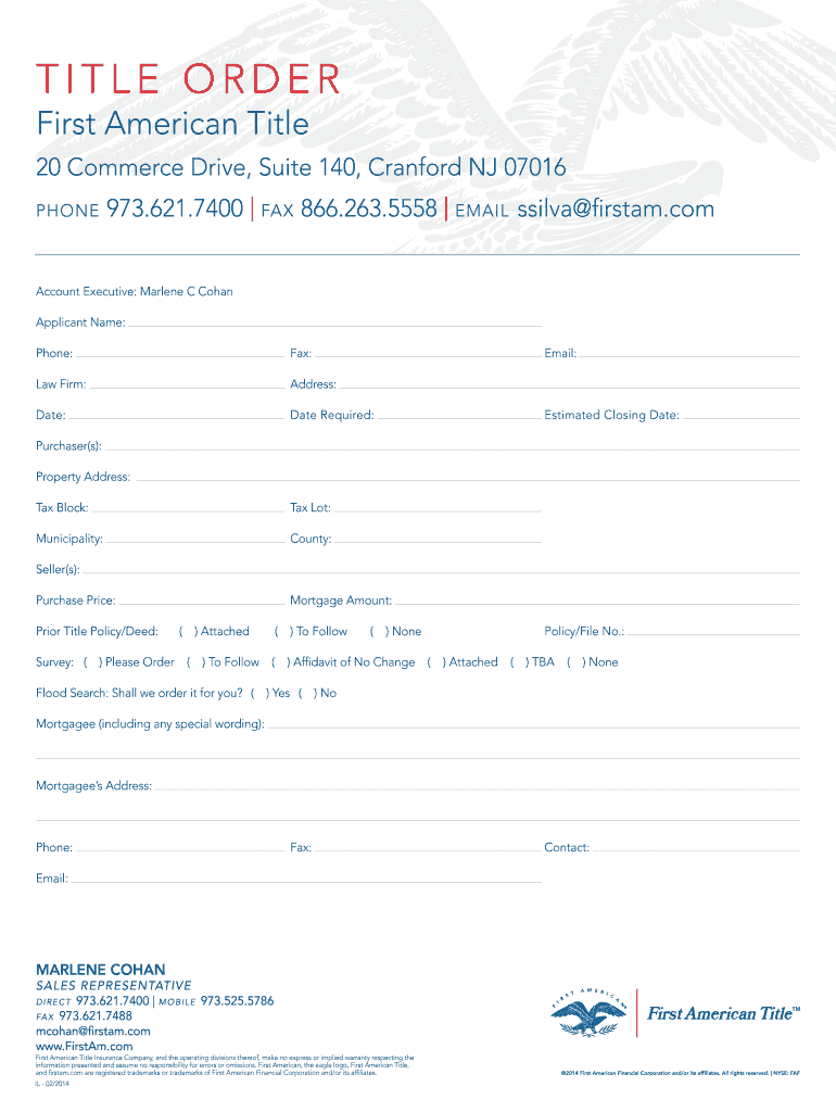 Title Order Form - Blank Fillable Template | Fill Out, Print & Download ...