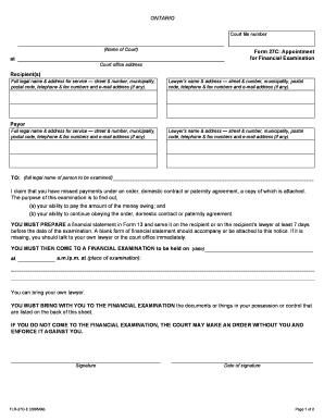 Fillable Online ontariocourtforms on Form 27C Appointment for Financial ...