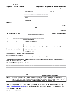 Fillable Online Request for Telephone or Video Conference Fax Email ...