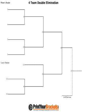 Fillable Online 4 Team Double Elimination Winners Bracket 1 (1 4 (3 2 ...