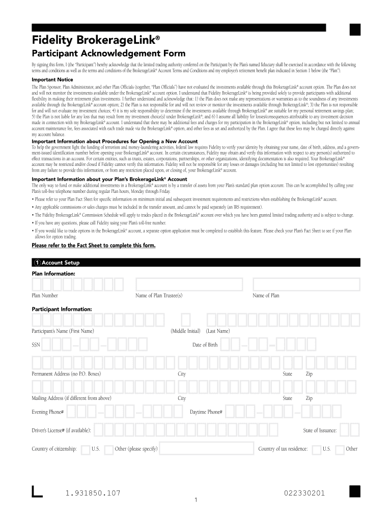 Fillable Online Fidelity BrokerageLink Fax Email Print - pdfFiller