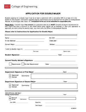 Fillable Online bu APPLICATION FOR DOUBLE MAJOR - buedu Fax Email Print ...