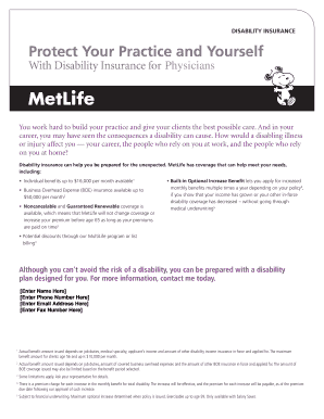 Fillable Online With Disability Insurance for - MetLife Fax Email Print ...