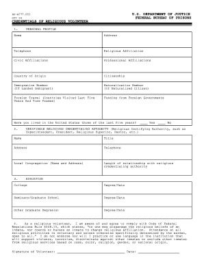 Fillable Online bop DEPARTMENT OF JUSTICE FEDERAL BUREAU OF PRISONS ...