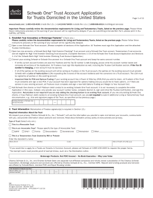 Fillable Online Instructions to Open or Update a Schwab One Trust ...