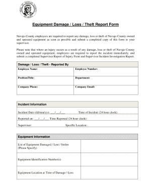 Fillable Online Equipment Damage Loss Theft Report Form Fax Email Print ...