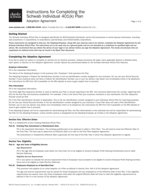 Fillable Online Instructions for Completing the Schwab Individual 401k ...