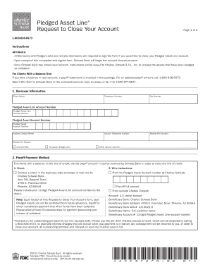 Fillable Online Pledged Asset Line Request to Close Your Account Fax ...
