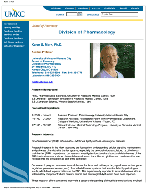 Fillable Online w web umkc Karen S Mark - UMKC Fax Email Print - pdfFiller