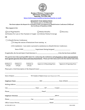 Fillable Online tennessee Bureau of Workers Compensation 220 French ...