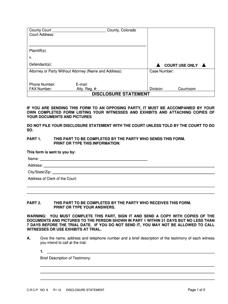 Fillable Online courts state co County Court County Colorado - Colorado ...