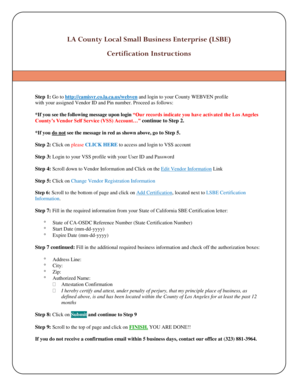 Fillable Online LA County Local Small Business Enterprise LSBE Fax ...