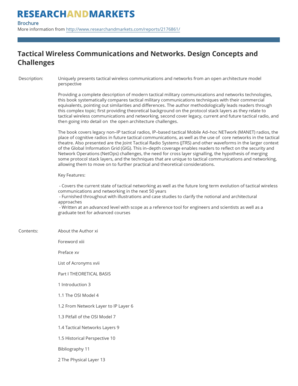 Tactical Wireless Communications And Networks Design Concepts And ...