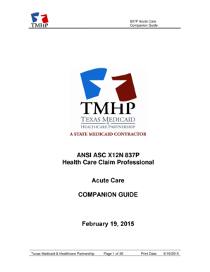 Fillable Online 837P ACUTE CARE COMPANION GUIDE - TMHP Fax Email Print ...