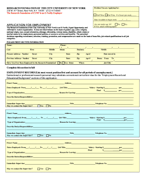 Fillable Online qcc cuny APPLICATION FOR EMPLOYMENT - qcccunyedu Fax ...