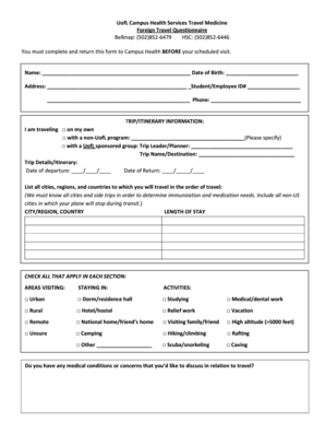 26 Printable travel questionnaire sample Forms and Templates - Fillable ...
