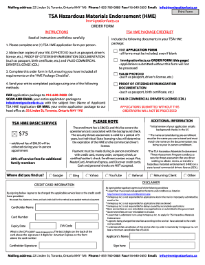 Fillable Online TSA Hazardous Materials Endorsement HME Fax Email Print ...
