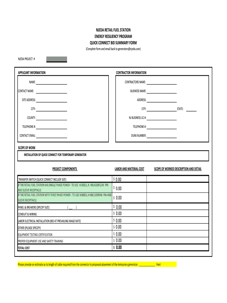 Fillable Online NJEDA RETAIL FUEL STATION ENERGY RESILIENCY PROGRAM QUICK Fax Email Print ...
