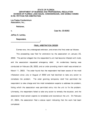 Fillable Online FINAL ARBITRATION ORDER Fax Email Print - pdfFiller