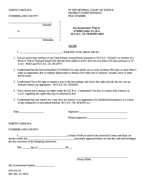 Fillable Online nccourts NORTH CAROLINA IN THE GENERAL COURT OF JUSTICE ...