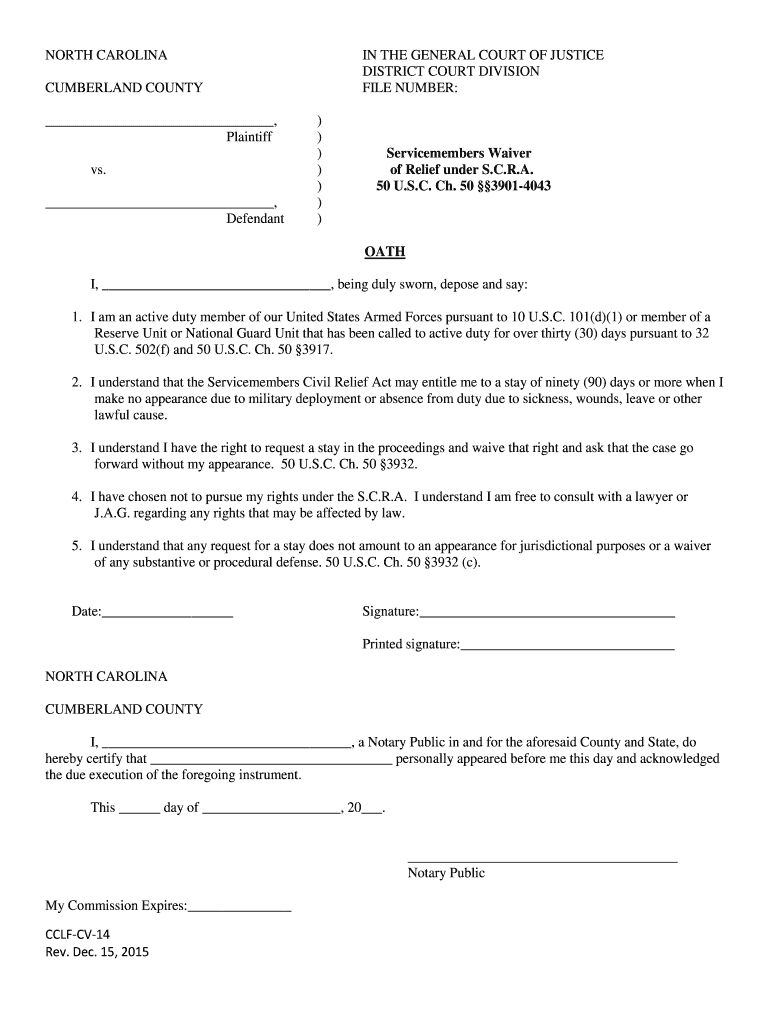 Fillable Online nccourts NORTH CAROLINA IN THE GENERAL COURT OF JUSTICE ...