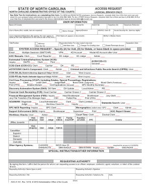 Fillable Online nccourts STATE OF NORTH CAROLINA ACCESS REQUEST Fax ...