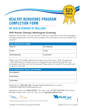 Fillable Online Well Women Checkup Mammogram Screening Fax Email Print ...