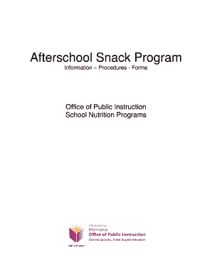 Fillable Online opi mt AFTERSCHOOL SNACK PROGRAM Complete Afterschool ...