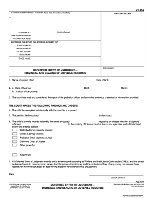 Fillable Online DEFERRED ENTRY OF JUDGMENT Fax Email Print - pdfFiller