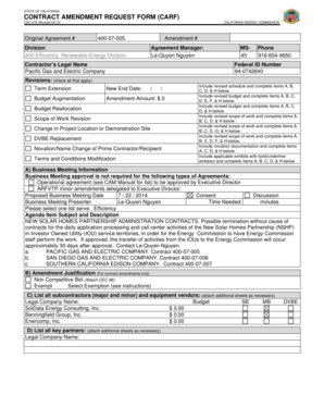 Fillable Online energy ca CONTRACT AMENDMENT REQUEST FORM CARF - energy ...