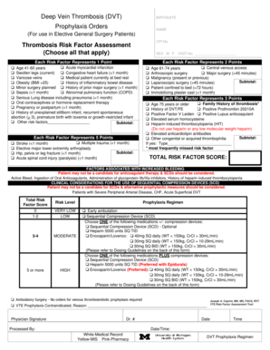 Fillable Online med umich Deep Vein Thrombosis DVT Prophylaxis Orders ...