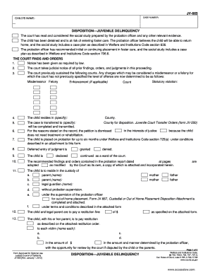 Fillable Online DISPOSITIONJUVENILE DELINQUENCY Fax Email Print - pdfFiller