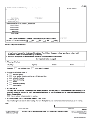 Fillable Online NOTICE OF HEARINGJUVENILE DELINQUENCY PROCEEDING Fax ...