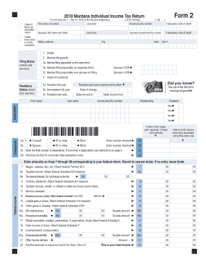 Fillable Online revenue mt 2010 Form 2 forms - Department of Revenue ...