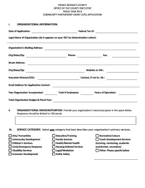 Fillable Online princegeorgescountymd Legal Name of Organization (As it ...