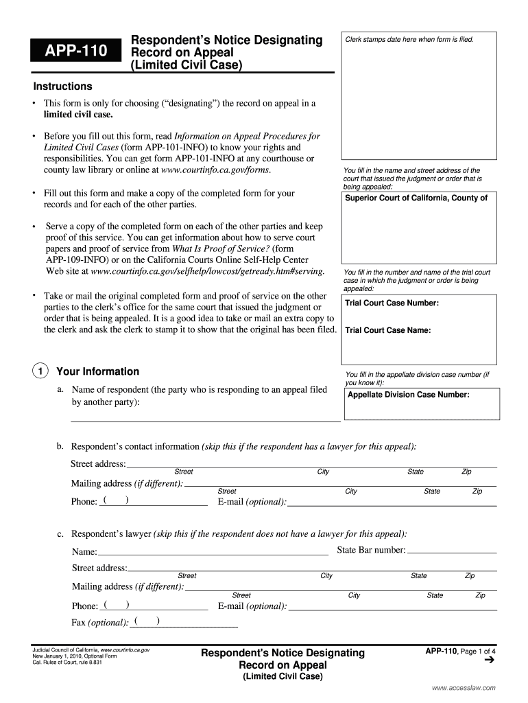 Fillable Online Respondents Notice Designating Fax Email Print - pdfFiller