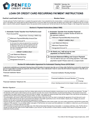 Fillable Online penfed LOAN OR CREDIT CARD RECURRING PAYMENT ...