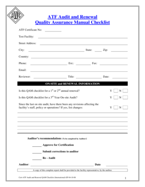Fillable Online ATF Audit and Renewal Quality Assurance Manual ...