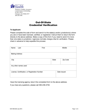 Fillable Online doh wa Pharmacist License by Examination Application ...