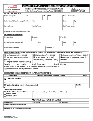 Fillable Online GROWTH HORMONE Medication Therapy Enrollment Form Fax Email Print - pdfFiller