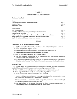 Fillable Online justice gov CPR - Part 5 Forms and court records Fax ...