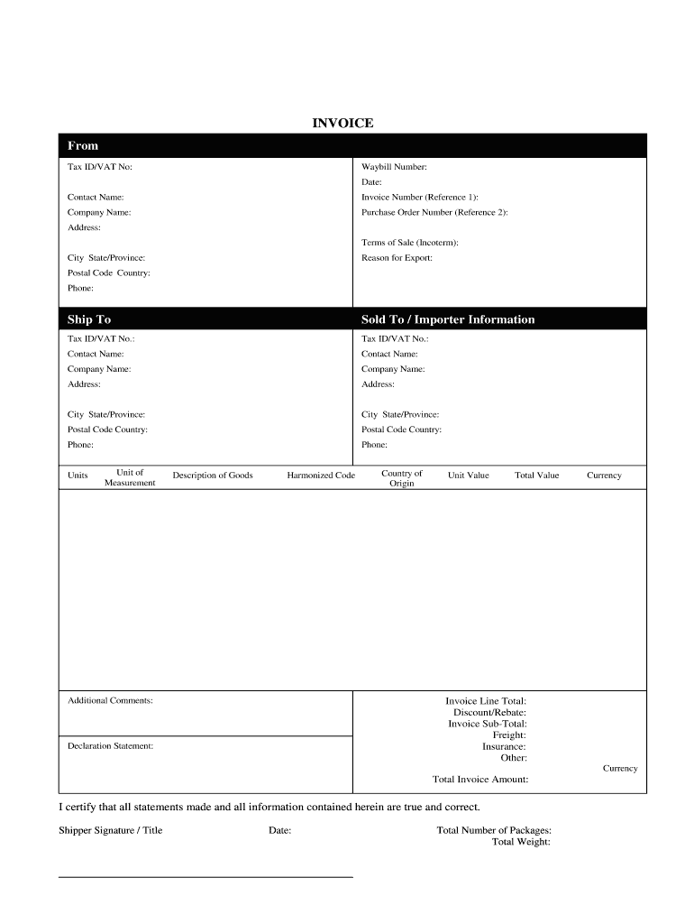Fillable Online Ship To Sold To Importer Information - United Parcel ...