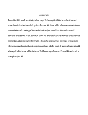 Fillable Online Correlation Tables Fax Email Print - pdfFiller