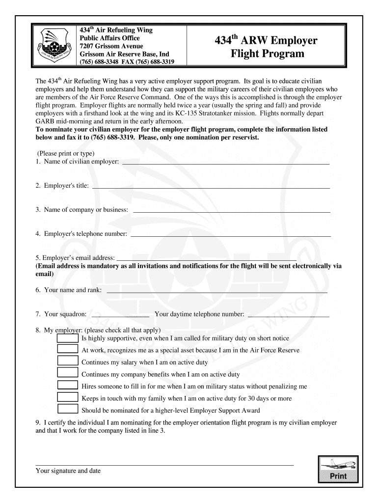 Fillable Online Air Refueling Wing Public Affairs Office 434th ARW Fax ...